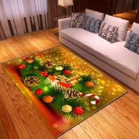 China Customized Round Christmas Living Room Carpet 100% Polyester Machine Washable Rug for sale