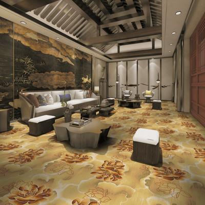 China Chinese Style Hotel Ballroom Carpet 4m Width Polypropylene Machine Made Jacquard Velvet for sale