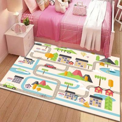 China Customizable Crystal Velvet Children Playroom Rug 80x160cm Polyester Machine Washable for sale