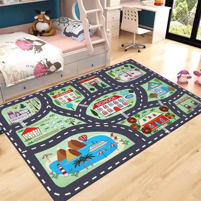 China Customizable Crystal Velvet Children Playroom Rug Parking Lot Mat 100x160cm for sale