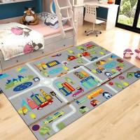 China Customizable Crystal Velvet Children Playroom Rug Parking Lot Mat 100x160cm for sale