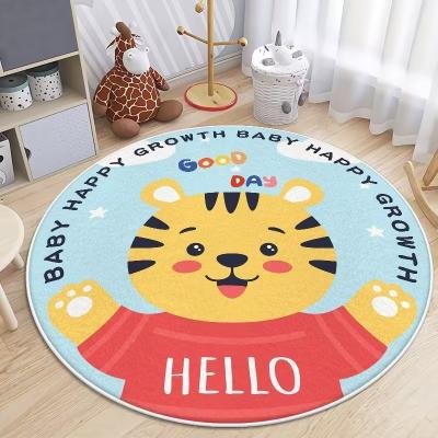 China Custom Round Wool Spinning Children Playroom Rug 100x100cm Machine Washable for sale