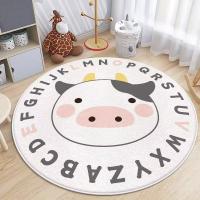 China Custom Round Wool Spinning Children Playroom Rug 100x100cm Machine Washable for sale