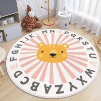 China Custom Round Wool Spinning Children Playroom Rug 100x100cm Machine Washable for sale