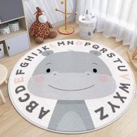 China Custom Round Wool Spinning Children Playroom Rug 100x100cm Machine Washable for sale