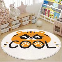 China Custom Round Wool Spinning Children Playroom Rug 100x100cm Machine Washable for sale