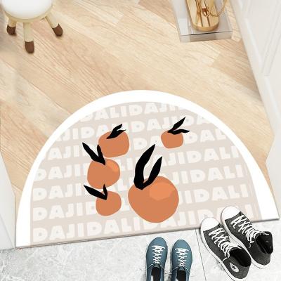 China Custom Cartoon Flower Polyester Fiber Half Circular Carpet Rug 80x120cm for sale