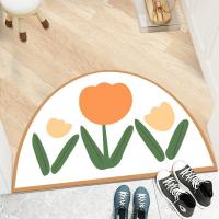 China Custom Cartoon Flower Polyester Fiber Half Circular Carpet Rug 80x120cm for sale