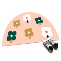 China Custom Cartoon Flower Polyester Fiber Half Circular Carpet Rug 80x120cm for sale