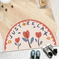 China Custom Cartoon Flower Polyester Fiber Half Circular Carpet Rug 80x120cm for sale