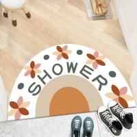 China Custom Cartoon Flower Polyester Fiber Half Circular Carpet Rug 80x120cm for sale