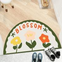 China Custom Cartoon Flower Polyester Fiber Half Circular Carpet Rug 80x120cm for sale