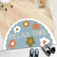 China Custom Cartoon Flower Polyester Fiber Half Circular Carpet Rug 80x120cm for sale