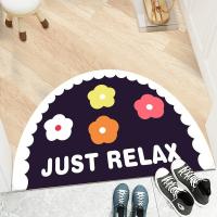 China Custom Cartoon Flower Polyester Fiber Half Circular Carpet Rug 80x120cm for sale