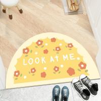 China Custom Cartoon Flower Polyester Fiber Half Circular Carpet Rug 80x120cm for sale