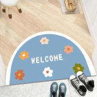 China Custom Cartoon Flower Polyester Fiber Half Circular Carpet Rug 80x120cm for sale