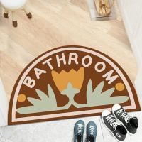 China Custom Cartoon Flower Polyester Fiber Half Circular Carpet Rug 80x120cm for sale