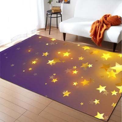 China Customizable 3D Printed Starry Sky Round Floor Mat 100% Polyester Machine Washable Area Rug for sale