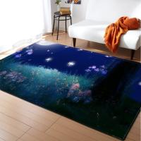 China Customizable 3D Printed Starry Sky Round Floor Mat 100% Polyester Machine Washable Area Rug for sale