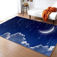 China Customizable 3D Printed Starry Sky Round Floor Mat 100% Polyester Machine Washable Area Rug for sale