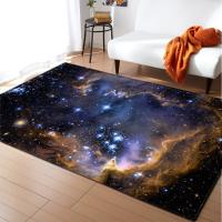 China Customizable 3D Printed Starry Sky Round Floor Mat 100% Polyester Machine Washable Area Rug for sale