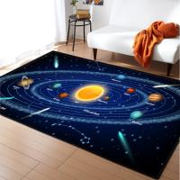 China Customizable 3D Printed Starry Sky Round Floor Mat 100% Polyester Machine Washable Area Rug for sale