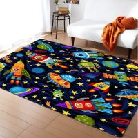 China Customizable 3D Printed Starry Sky Round Floor Mat 100% Polyester Machine Washable Area Rug for sale