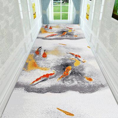 China 3D Printing Hotel Corridor Commercial Floor Mat 1.6m x 50m Polyester Fiber Long Hallway Runner for sale