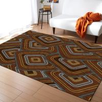 China Customizable Round Non-Slip Checkered Carpet 100% Polyester Machine Washable for sale