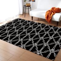 China Customizable Round Non-Slip Checkered Carpet 100% Polyester Machine Washable for sale