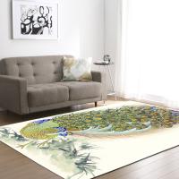 China Customized Peacock Area Rug Under Couch Polyester Carpet For Living Room for sale