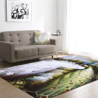China Customized Peacock Area Rug Under Couch Polyester Carpet For Living Room for sale
