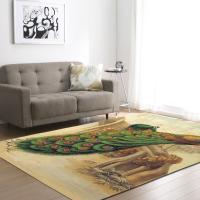 China Customized Peacock Area Rug Under Couch Polyester Carpet For Living Room for sale