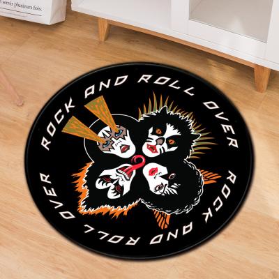 China Custom Round Polyester Carpet Football Basketball Pattern Floor Mat 80cm 100cm 120cm for sale
