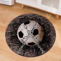 China Custom Round Polyester Carpet Football Basketball Pattern Floor Mat 80cm 100cm 120cm for sale