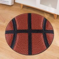 China Custom Round Polyester Carpet Football Basketball Pattern Floor Mat 80cm 100cm 120cm for sale