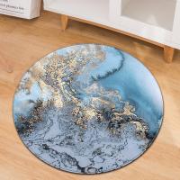 China Custom Round Polyester Carpet Rug Marble Pattern Office Chair Mat 80-120cm for sale