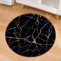 China Custom Round Polyester Carpet Rug Marble Pattern Office Chair Mat 80-120cm for sale