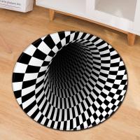 China Custom 3D Geometric Pattern Round Chair Mat Polyester Living Room Sofa Floor Carpet 80cm 100cm for sale