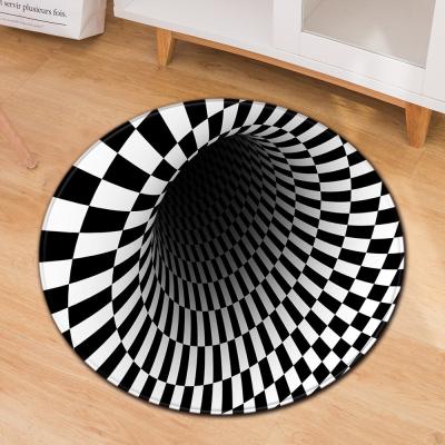 China Custom 3D Geometric Pattern Round Chair Mat Polyester Living Room Sofa Floor Carpet 80cm 100cm for sale