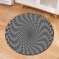 China Custom 3D Geometric Pattern Round Chair Mat Polyester Living Room Sofa Floor Carpet 80cm 100cm for sale