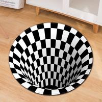 China Custom 3D Geometric Pattern Round Chair Mat Polyester Living Room Sofa Floor Carpet 80cm 100cm for sale