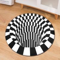 China Custom 3D Geometric Pattern Round Chair Mat Polyester Living Room Sofa Floor Carpet 80cm 100cm for sale