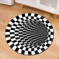 China Custom 3D Geometric Pattern Round Chair Mat Polyester Living Room Sofa Floor Carpet 80cm 100cm for sale