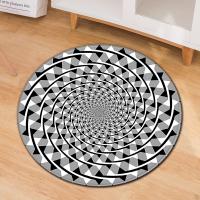 China Custom 3D Geometric Pattern Round Chair Mat Polyester Living Room Sofa Floor Carpet 80cm 100cm for sale