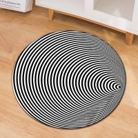 China Custom 3D Geometric Pattern Round Chair Mat Polyester Living Room Sofa Floor Carpet 80cm 100cm for sale