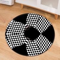 China Custom 3D Geometric Pattern Round Chair Mat Polyester Living Room Sofa Floor Carpet 80cm 100cm for sale