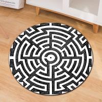 China Custom 3D Geometric Pattern Round Chair Mat Polyester Living Room Sofa Floor Carpet 80cm 100cm for sale