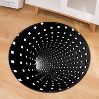 China Custom 3D Geometric Pattern Round Chair Mat Polyester Living Room Sofa Floor Carpet 80cm 100cm for sale