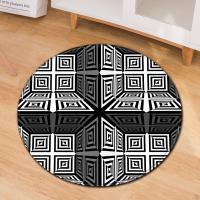 China Custom 3D Geometric Pattern Round Chair Mat Polyester Living Room Sofa Floor Carpet 80cm 100cm for sale